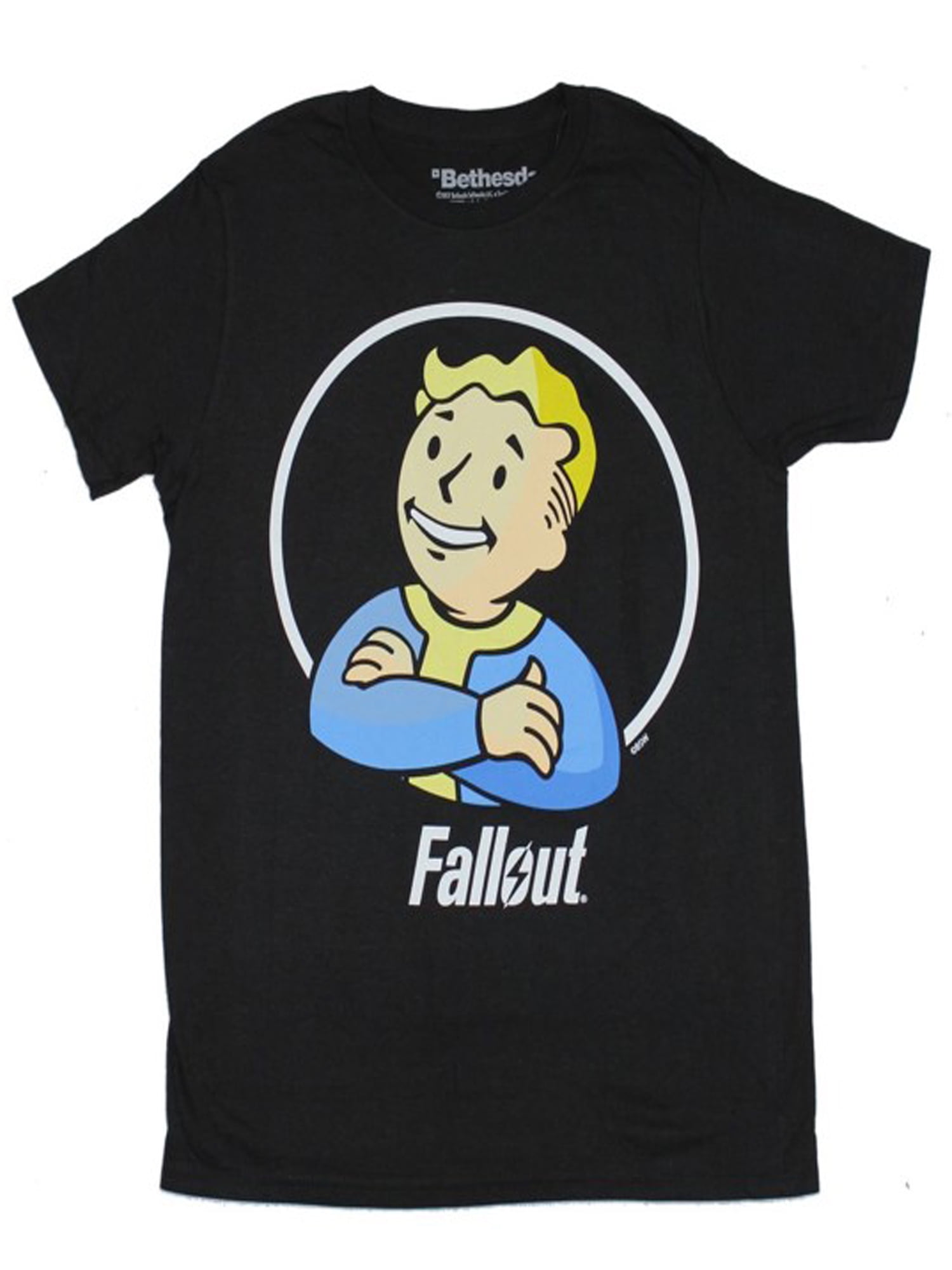 Fallout Men's T-Shirt - Vault Boy Arms Crossed, 100% Cotton, Crewneck ...