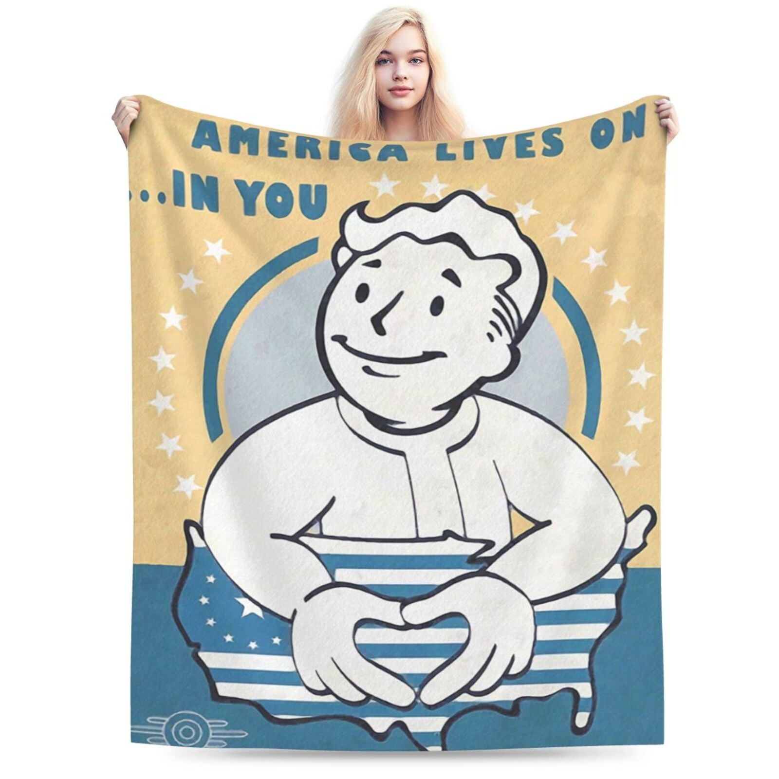 Fallout Vault Boy Blanket, Cozy Flannel Throw Blankets For Boys Girls ...