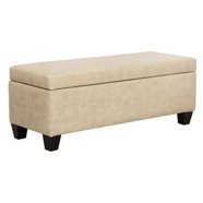 Bowery Hill Faux Leather Storage Bench Ottoman in Dark Brown - Walmart.com