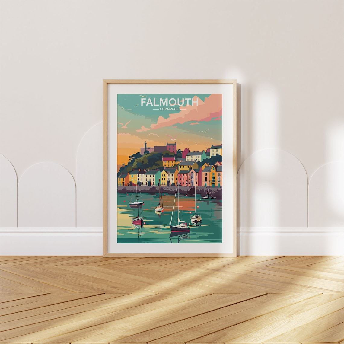 Falmouth Cornwall Poster Coastal Travel Scenic Wall Art, Unframed ...