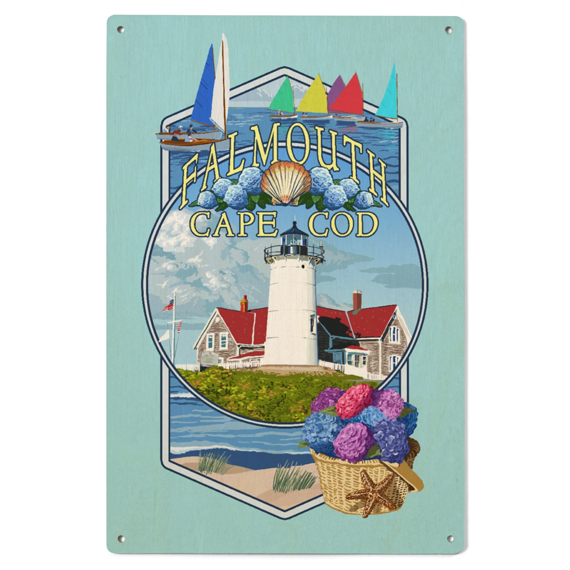 Falmouth, Massachusetts, Cape Cod, Montage, Contour Birch Wood Wall ...