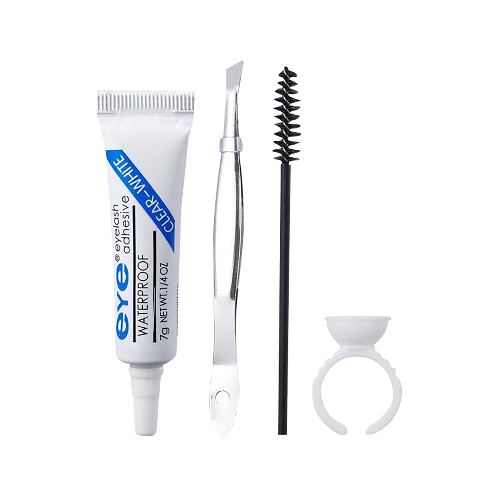 False Eyelash Kit 4 Piece Lash Application Tools Set Stainless Steel Tweezers Curved Applicator ...