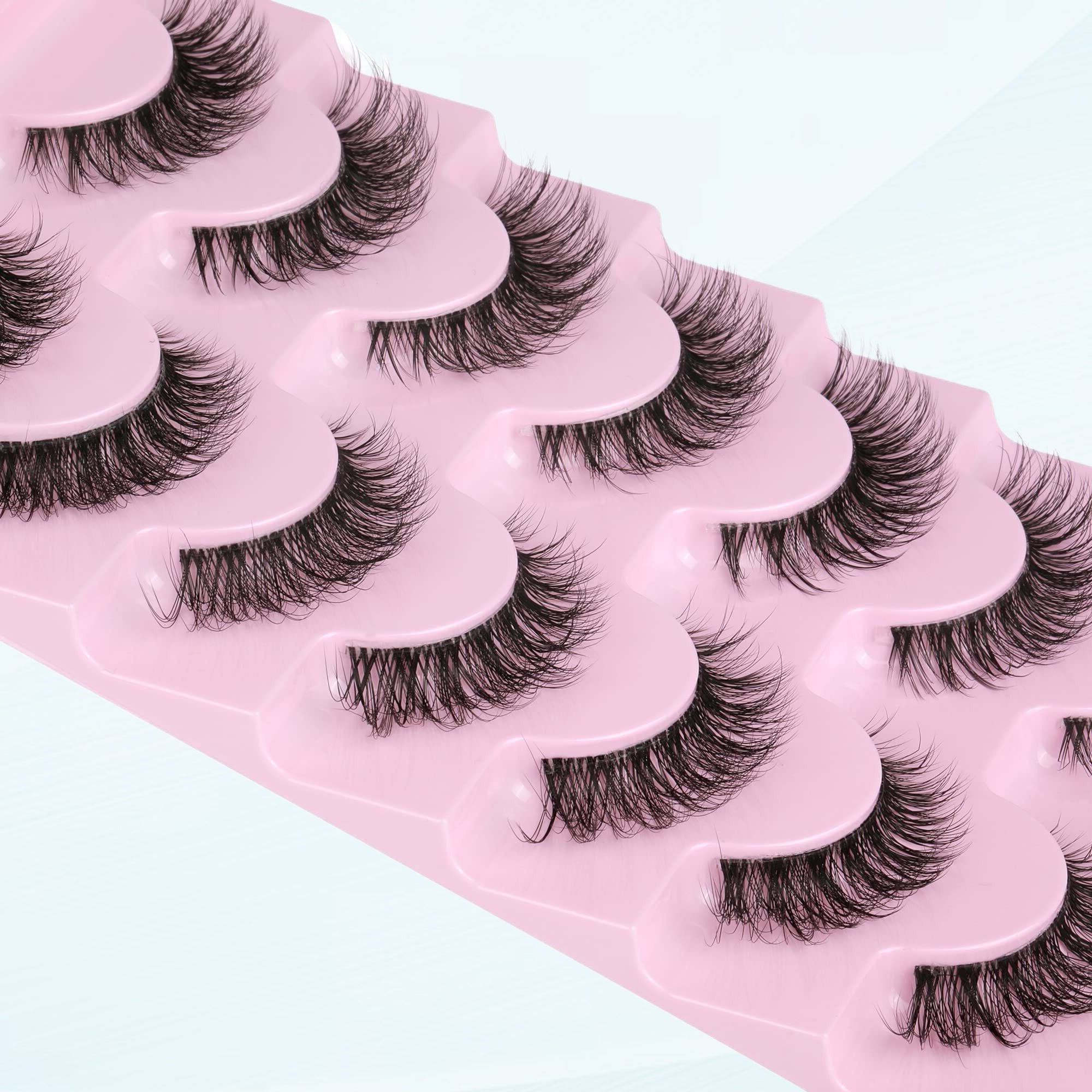 False Eyelashes with Clear Band Fluffy Eyelashes 3D Demi-wispies ...