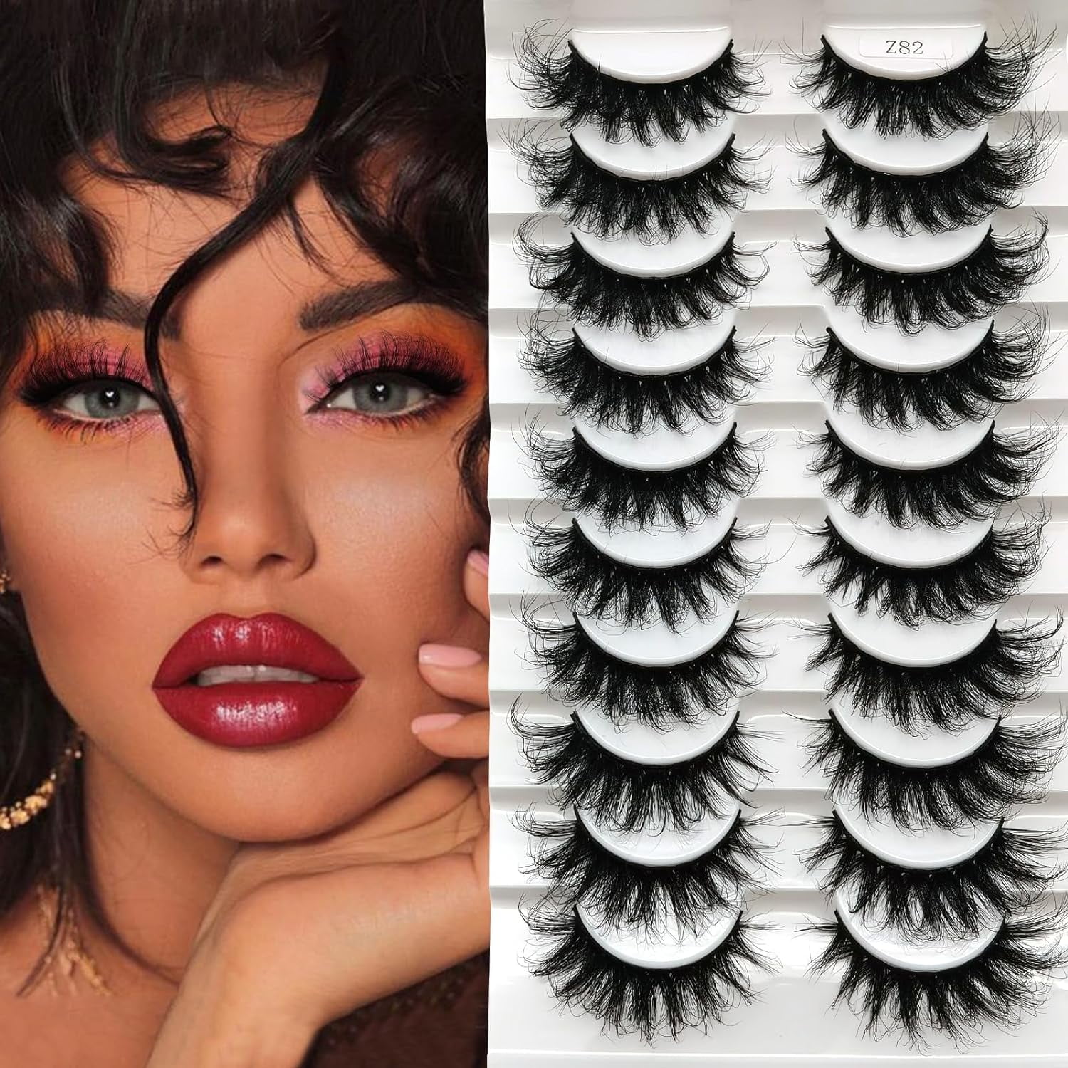 False Eyelashes Fluffy Cat-Eye Lashes Mink 8d 18MM Mink Lashes Natural ...