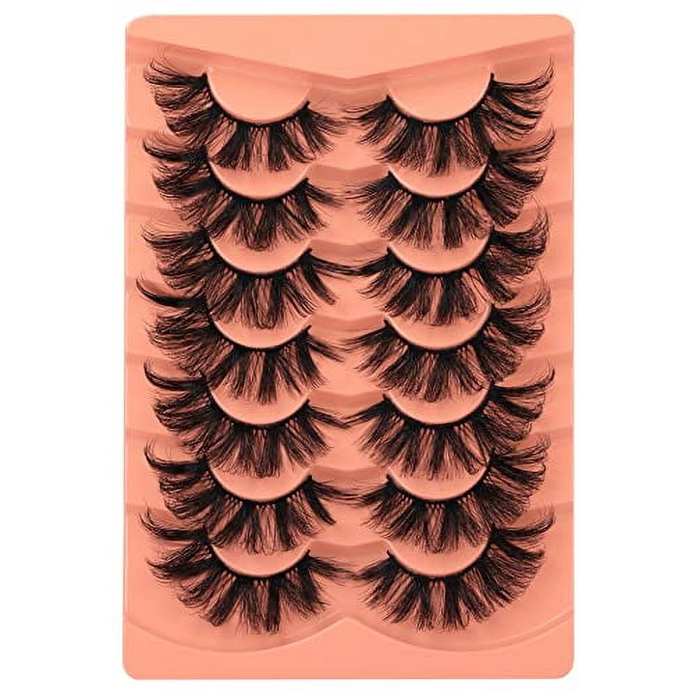 False Eyelashes Fluffy Cat Eye Lashes Wispy Curly 20mm Long Faux Mink ...