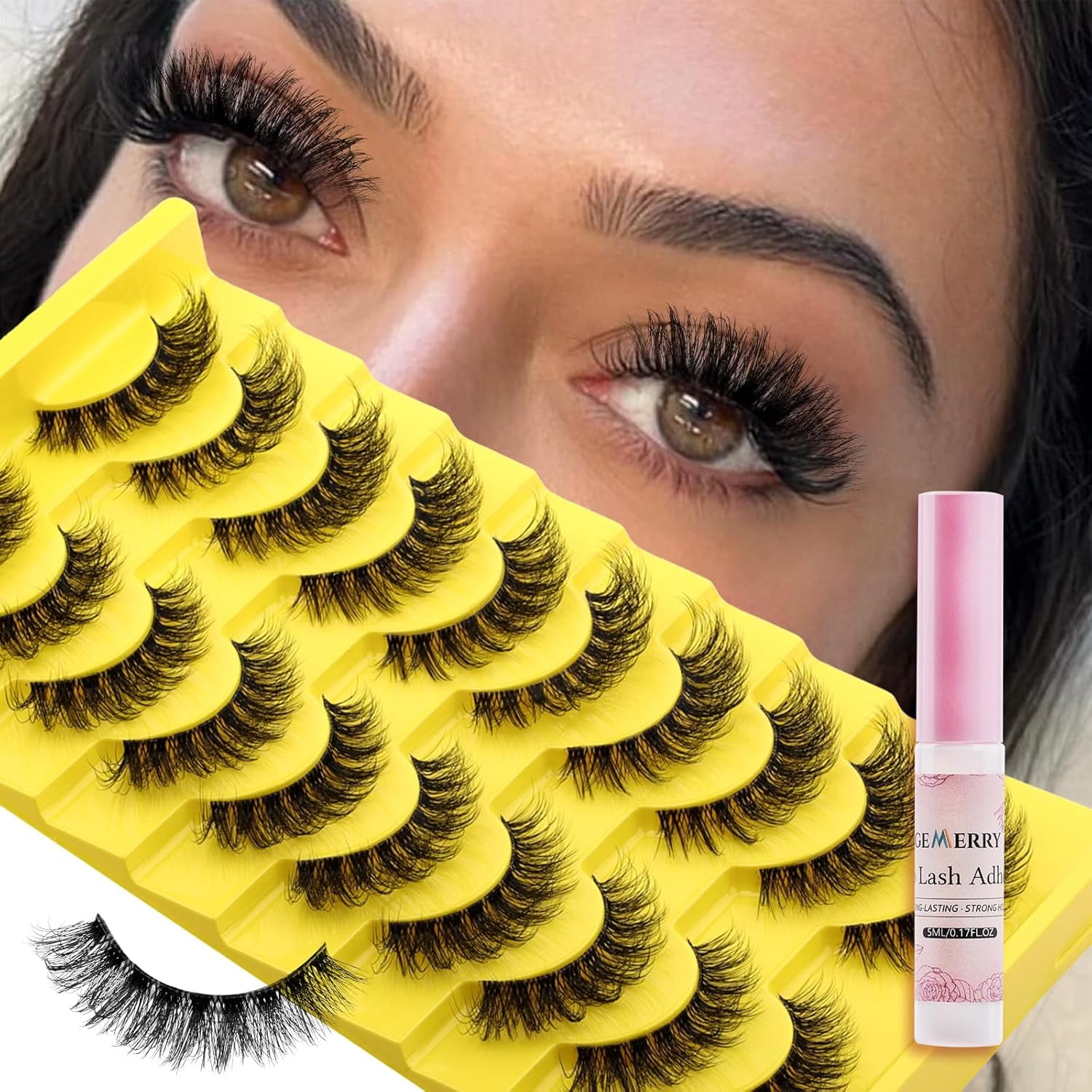 False Eyelashes Fluffy Look Strip Lashes Mink Wispy Fake Lashes ...