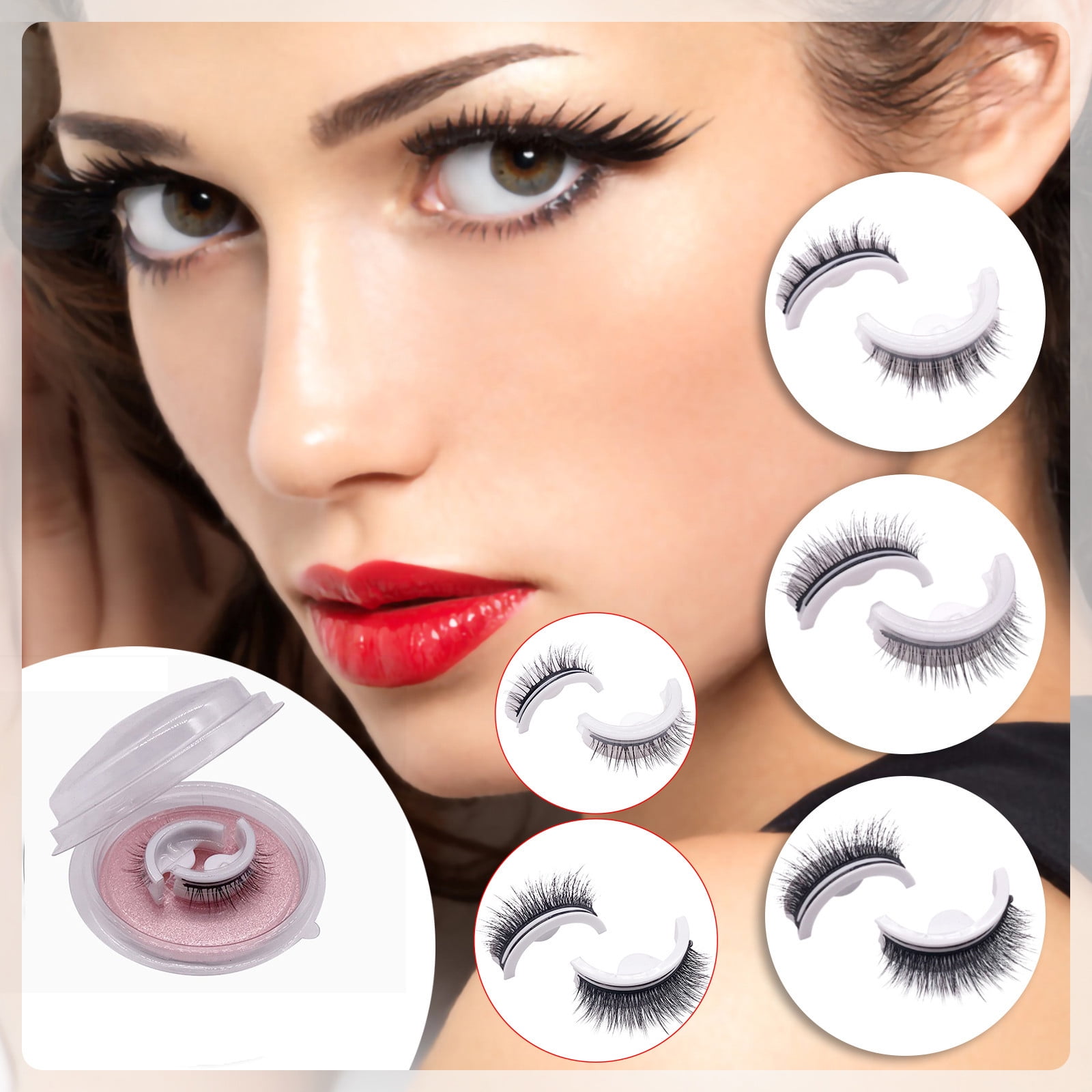 False Eyelashes Gluefree Selfadhesive, Quick Stick Double Glue, Natural ...
