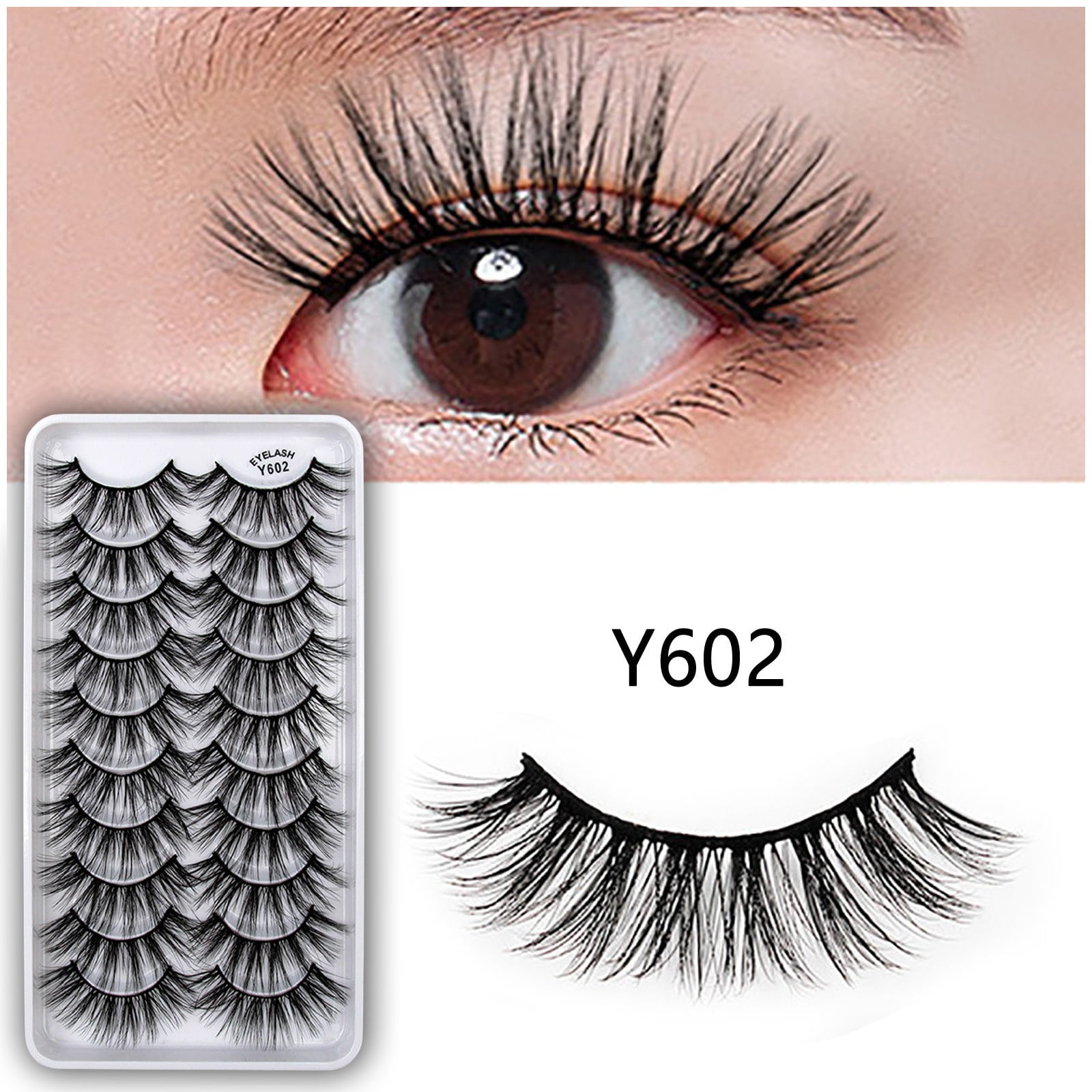 False Eyelashes Lashes Pack 10 Pairs 8D Dramatic Eyelashes Wispy Cat ...