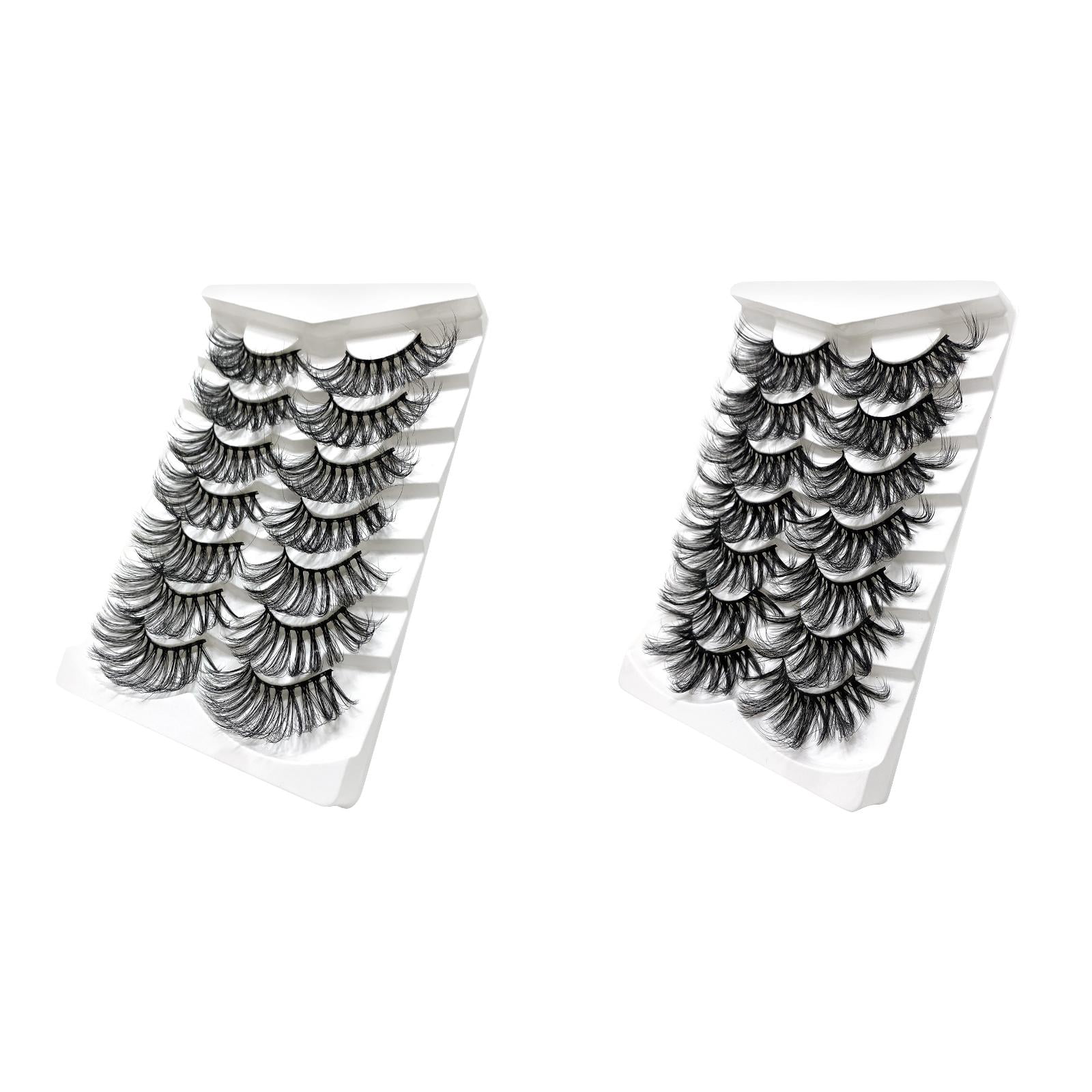 False Eyelashes Lashes Pack 7 Pairs 8D Dramatic Eyelashes Wispy Cat Eye ...