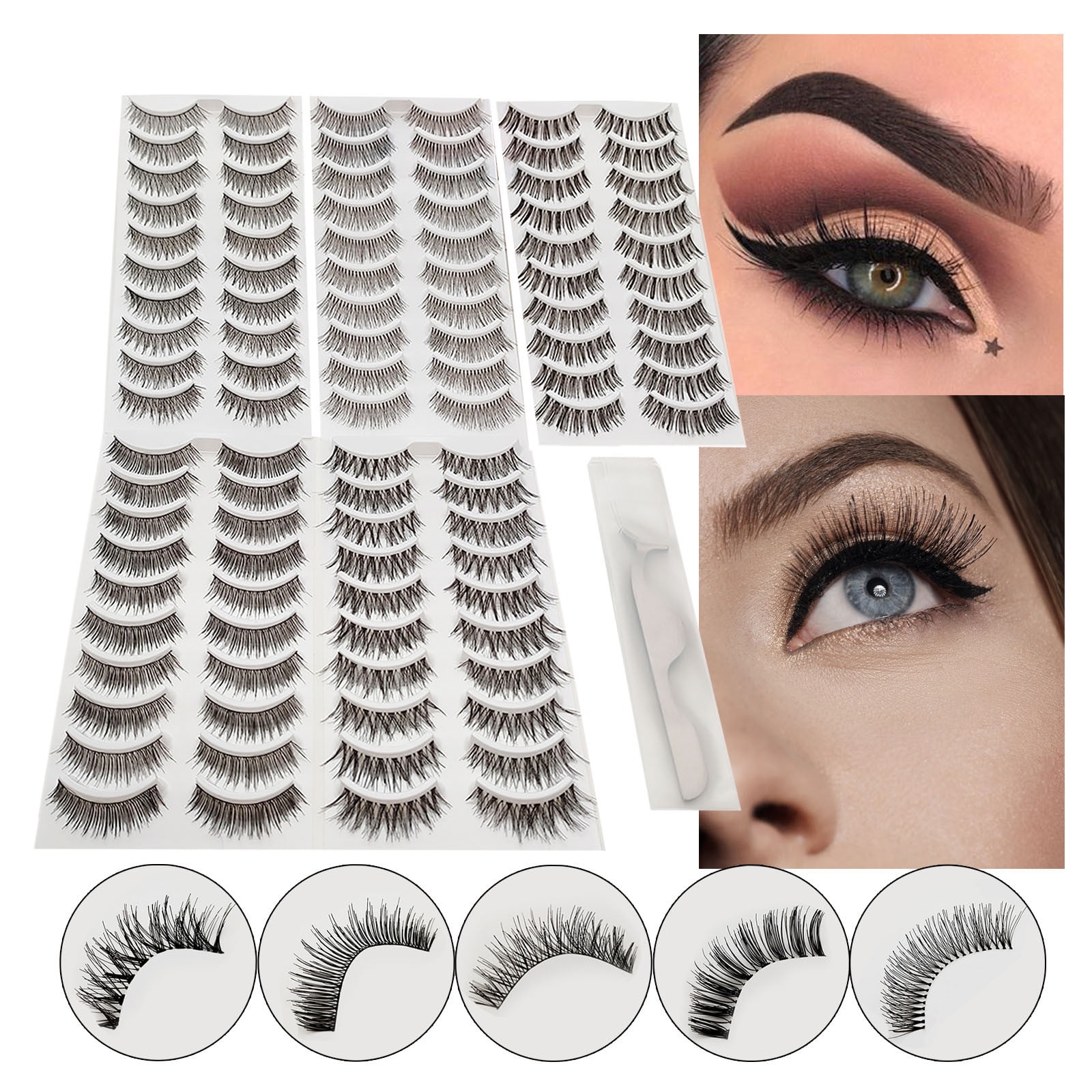 False Eyelashes Natural 50 Pairs Of Handmade False Eyelashes Set ...
