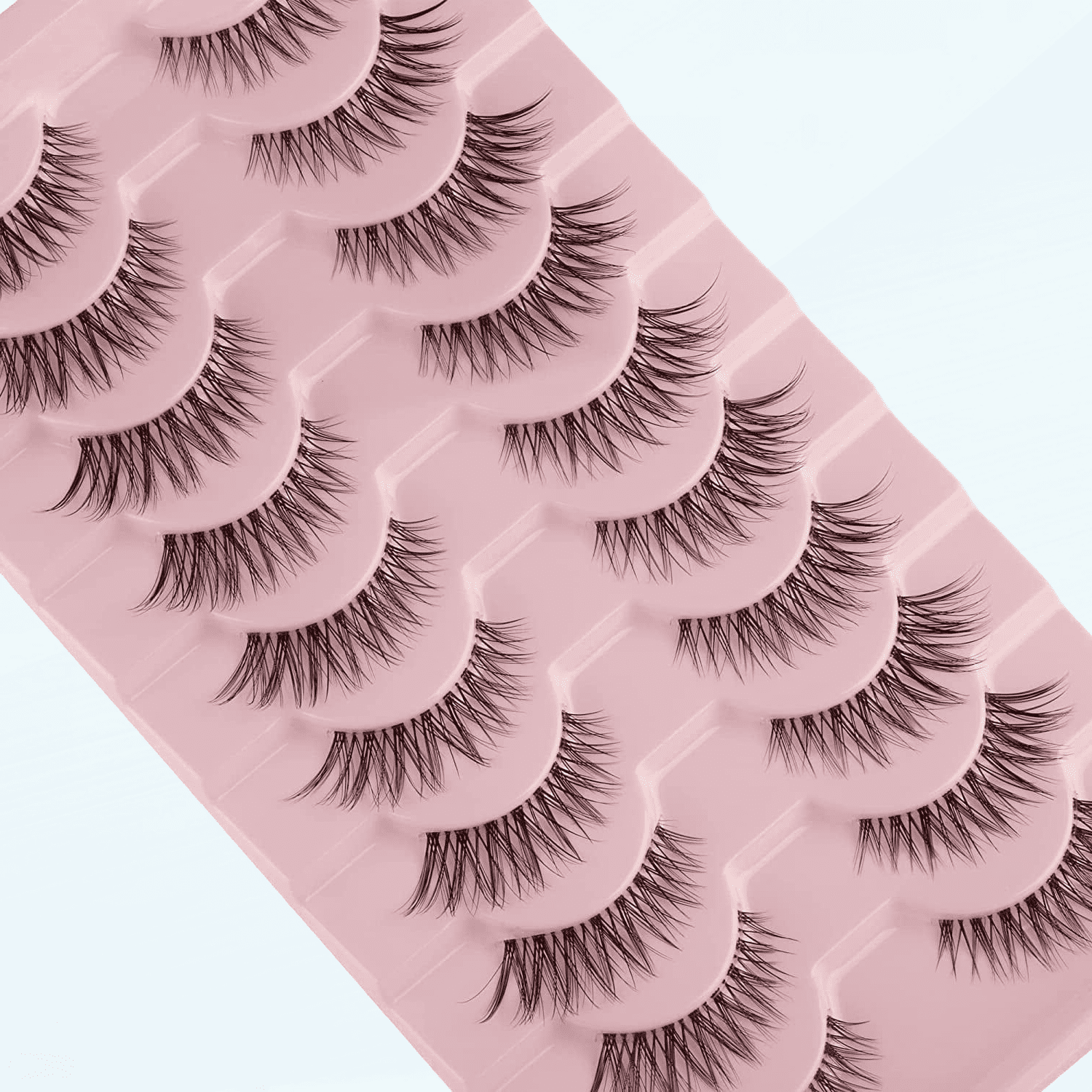 False Eyelashes Natural Lahes Wispy Russian Strip Lashes Clear band ...