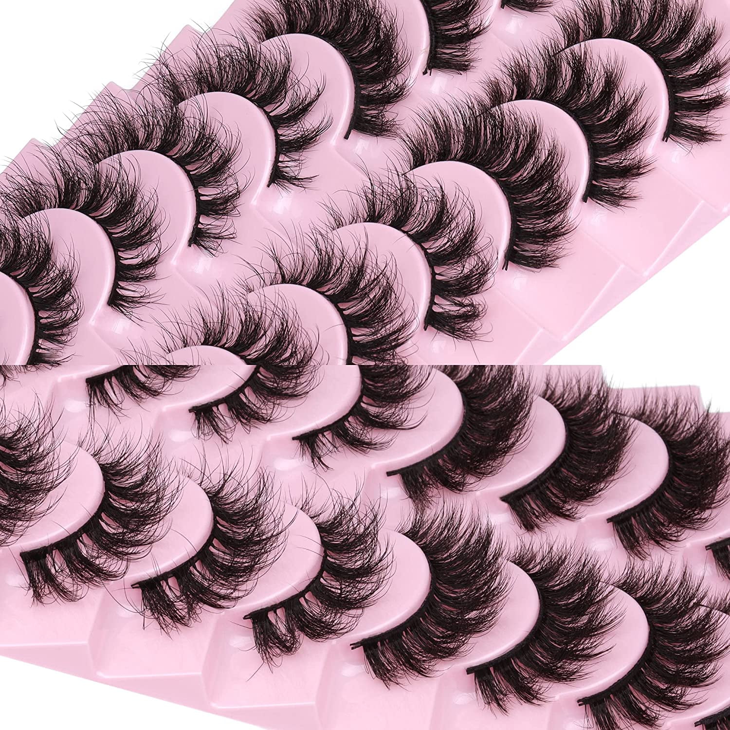 False Eyelashes Natural Volumn Fluffy Faux Mink Lashes Natural Wispy ...