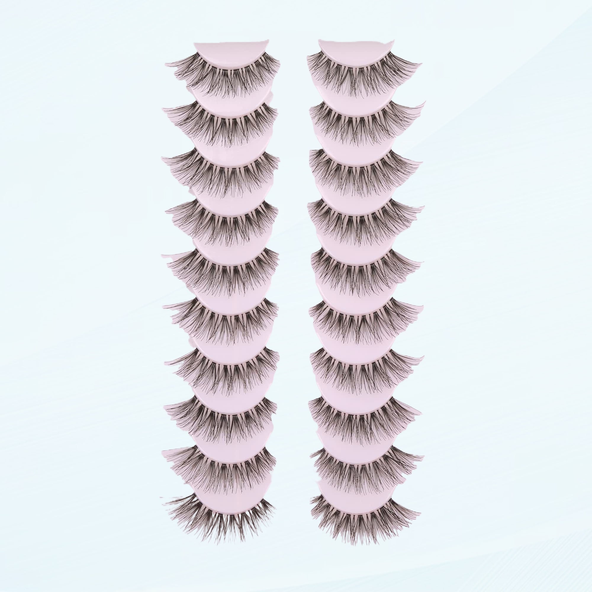 False Eyelashes Russian Strip Lashes Clear Band Natural 3D Effect Wispy ...