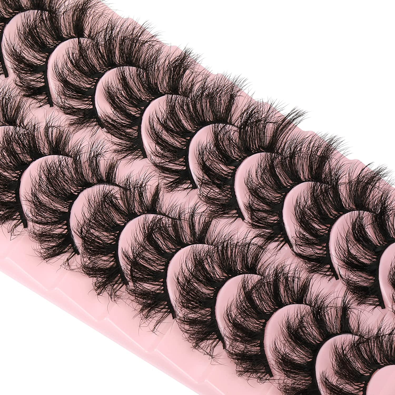 False Eyelashes Wispy Fluffy Curly Faux Mink Lashes 3D Effect 18MM Fake ...