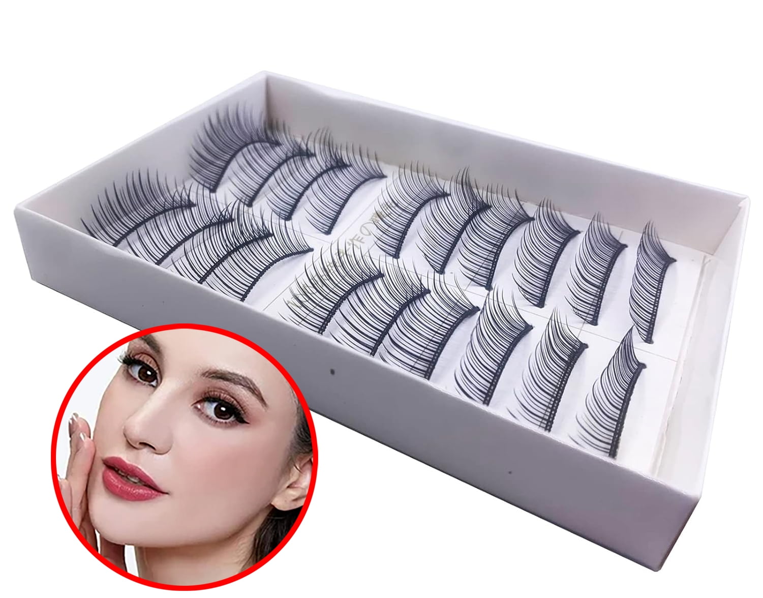 False Lashes Fake Eyelashes Nude Makeup Look with 10 Pairs of Natural ...