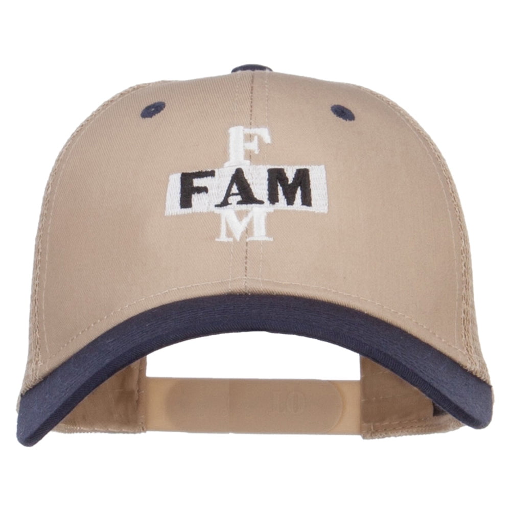 Fam Embroidered Two Tone Trucker Cap - Navy Khaki OSFM - Walmart.com