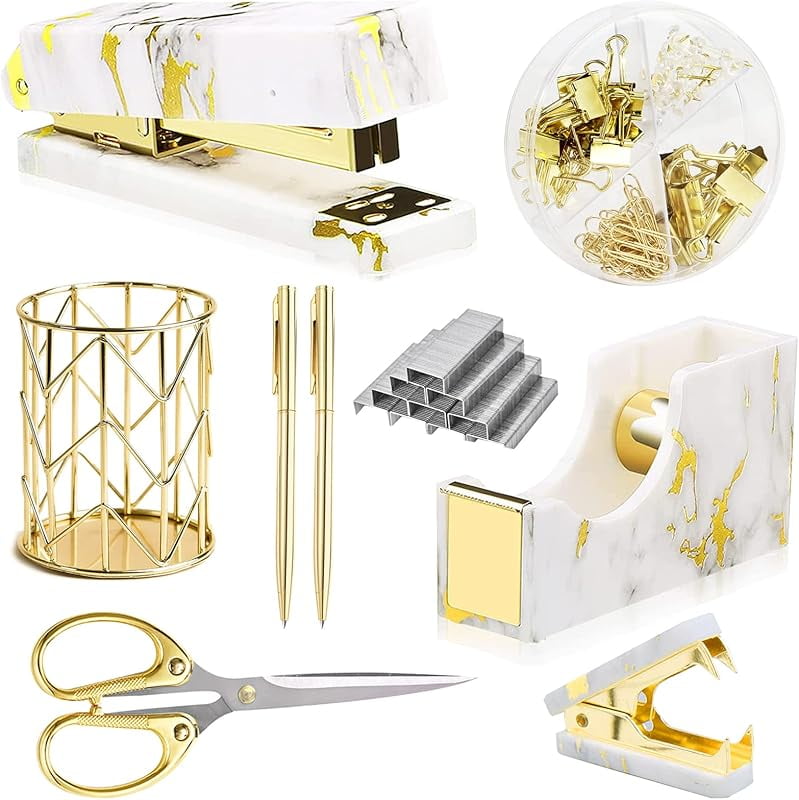 Famassi Dream Color Acrylic Stapler and Tape Dispenser Set, Office ...