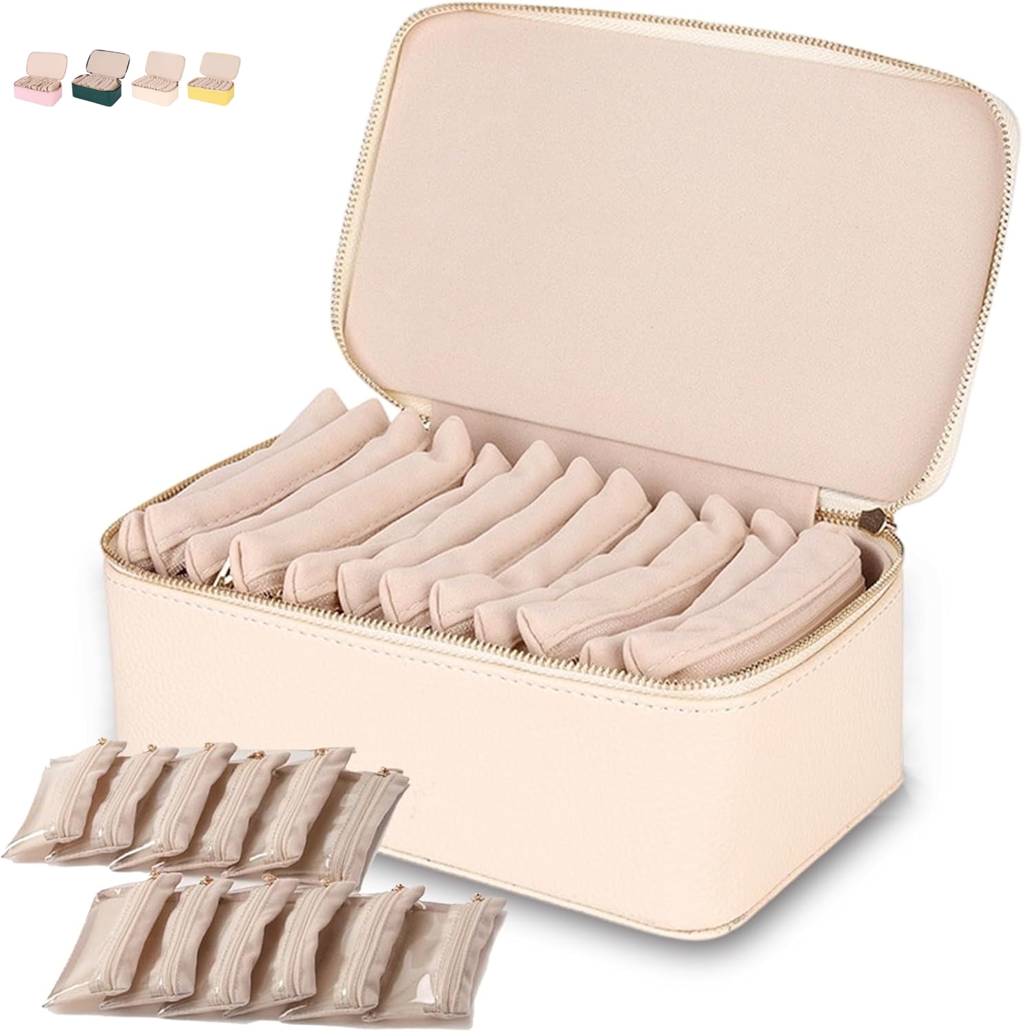 Familiarn Travel Jewelry Box with Small Pouches, Portable PU Leather ...