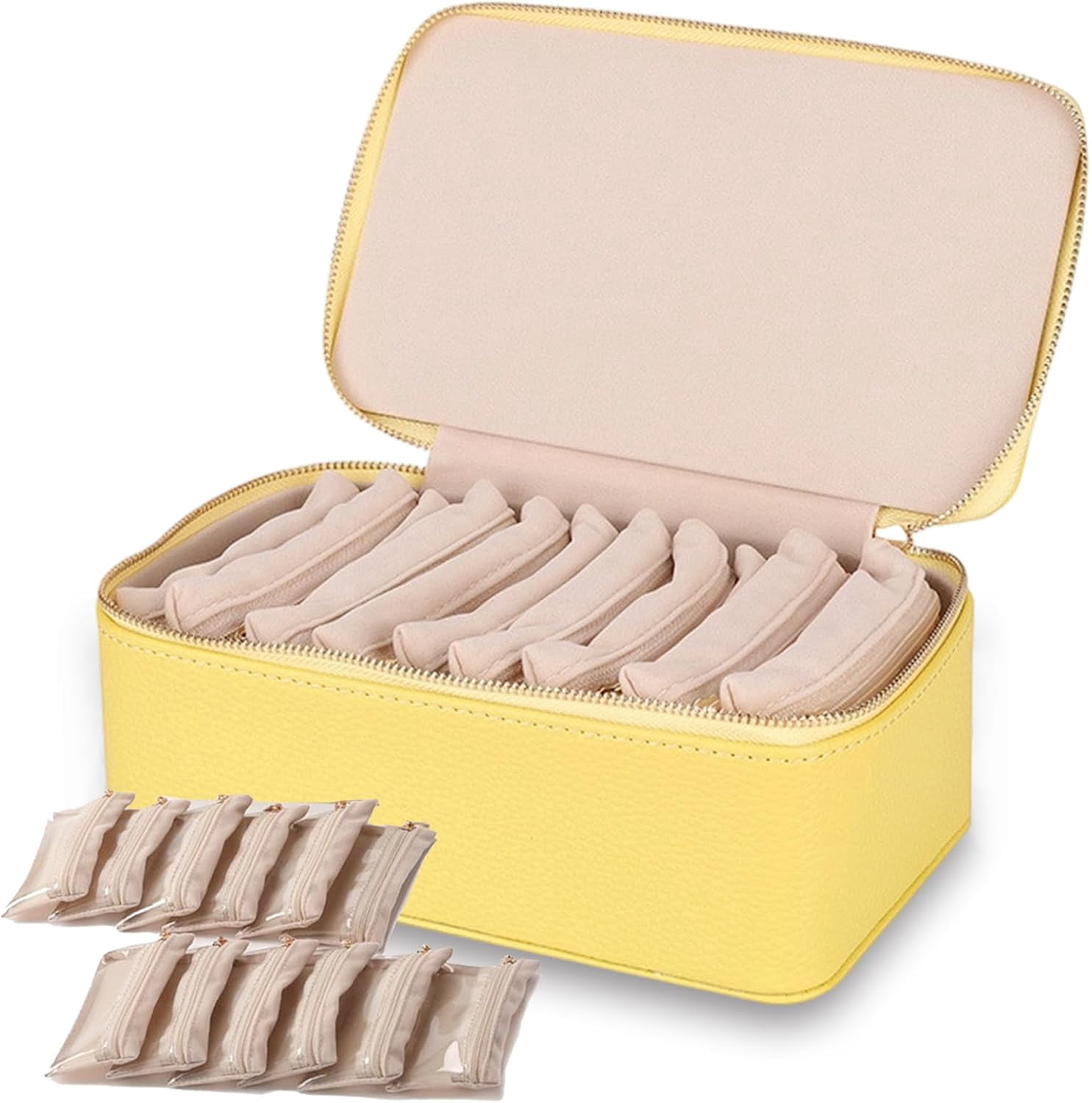 Familiarn Travel Jewelry Box with Small Pouches, Portable PU Leather ...