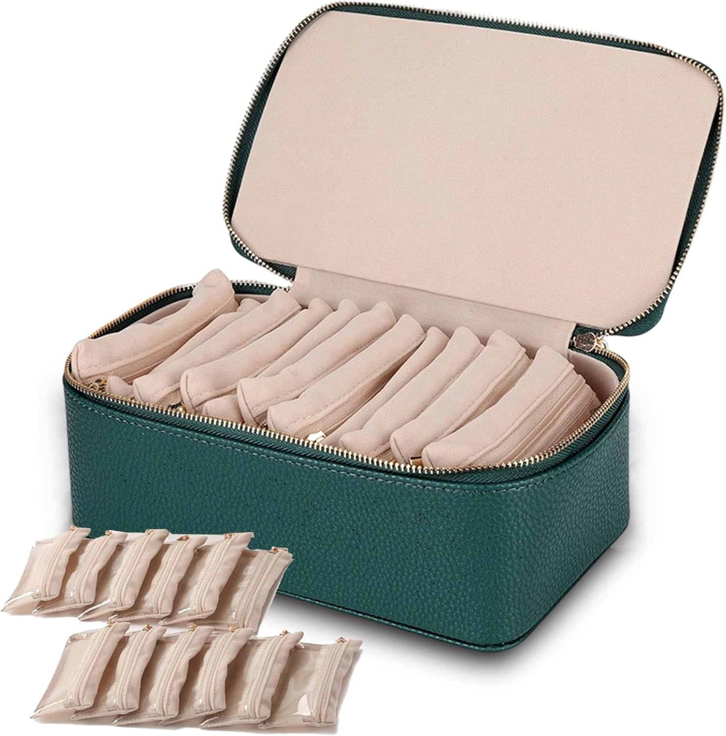 Familiarn Travel Jewelry Box with Small Pouches, Portable PU Leather ...