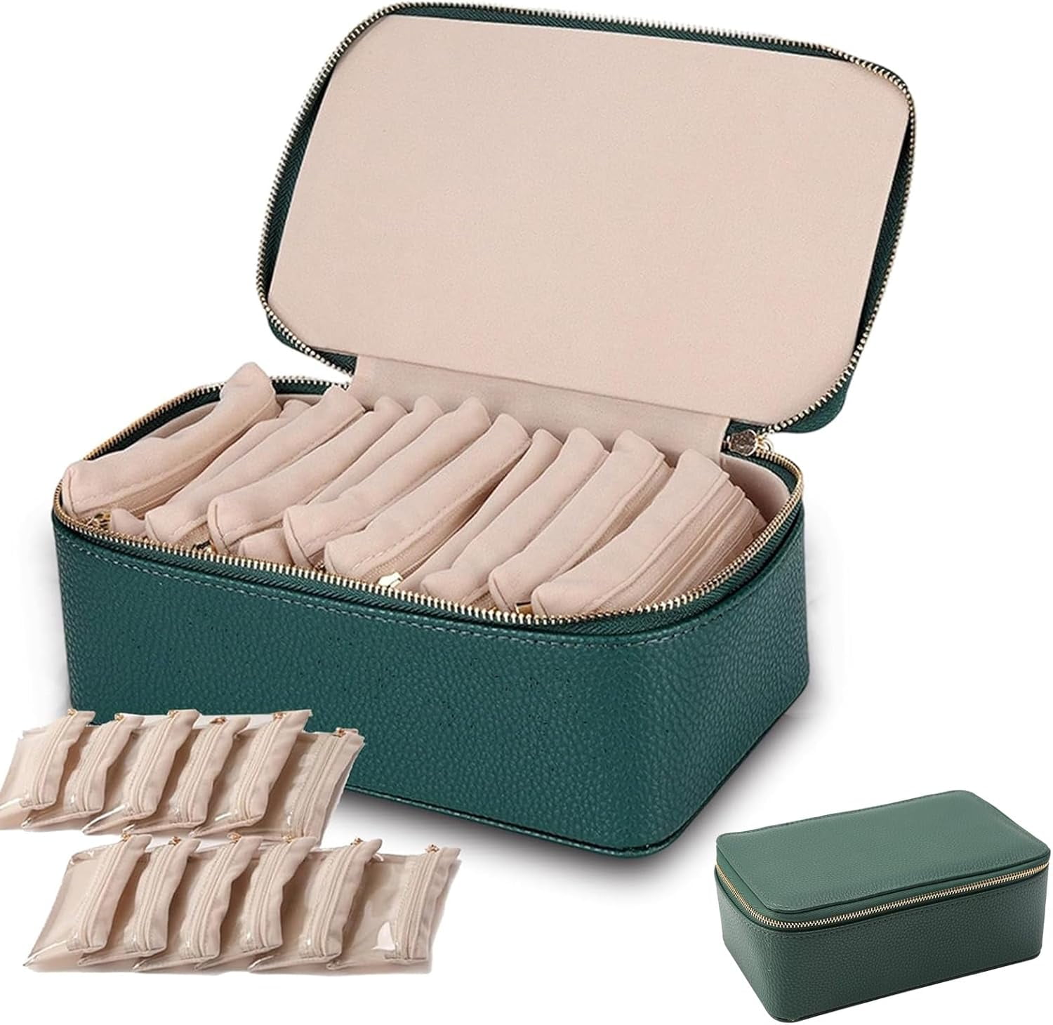 Familiarn Travel Jewelry Box with Small Pouches, Portable Pu Leather ...