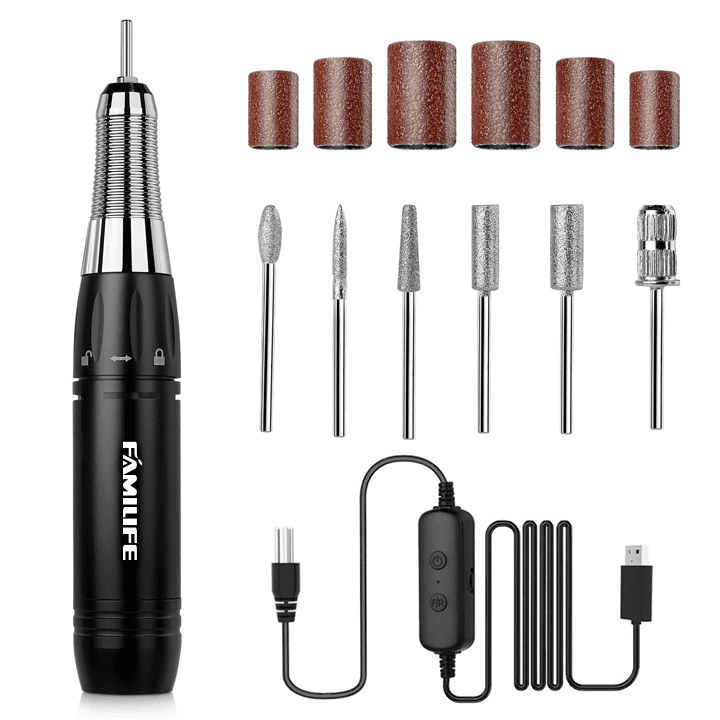 Familife Electric Nail Drill Machine, Portable Efile Kit for Acrylic ...