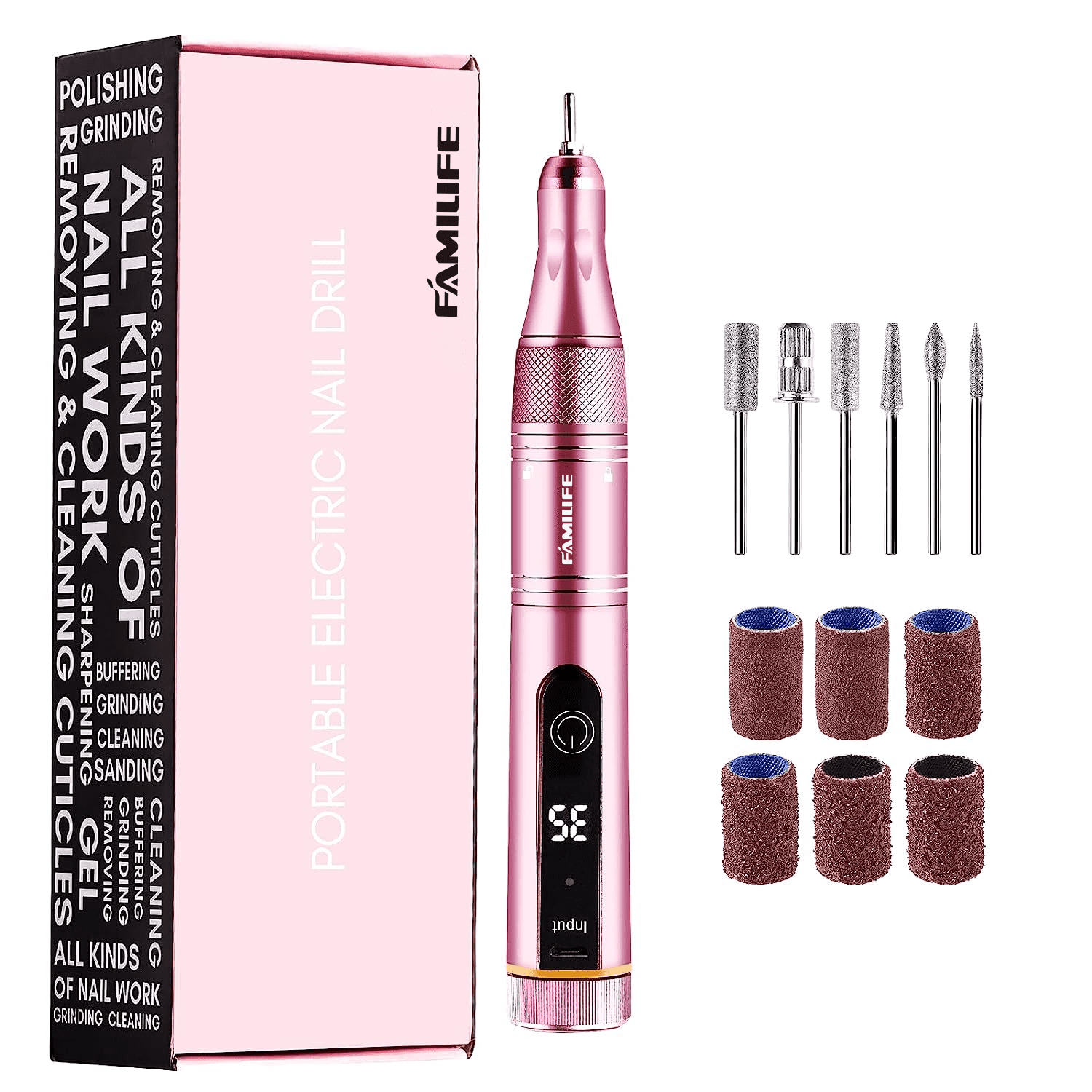 Familife Electric Nail Files Nail Drill with Drill Bit Set 20000RPM ...