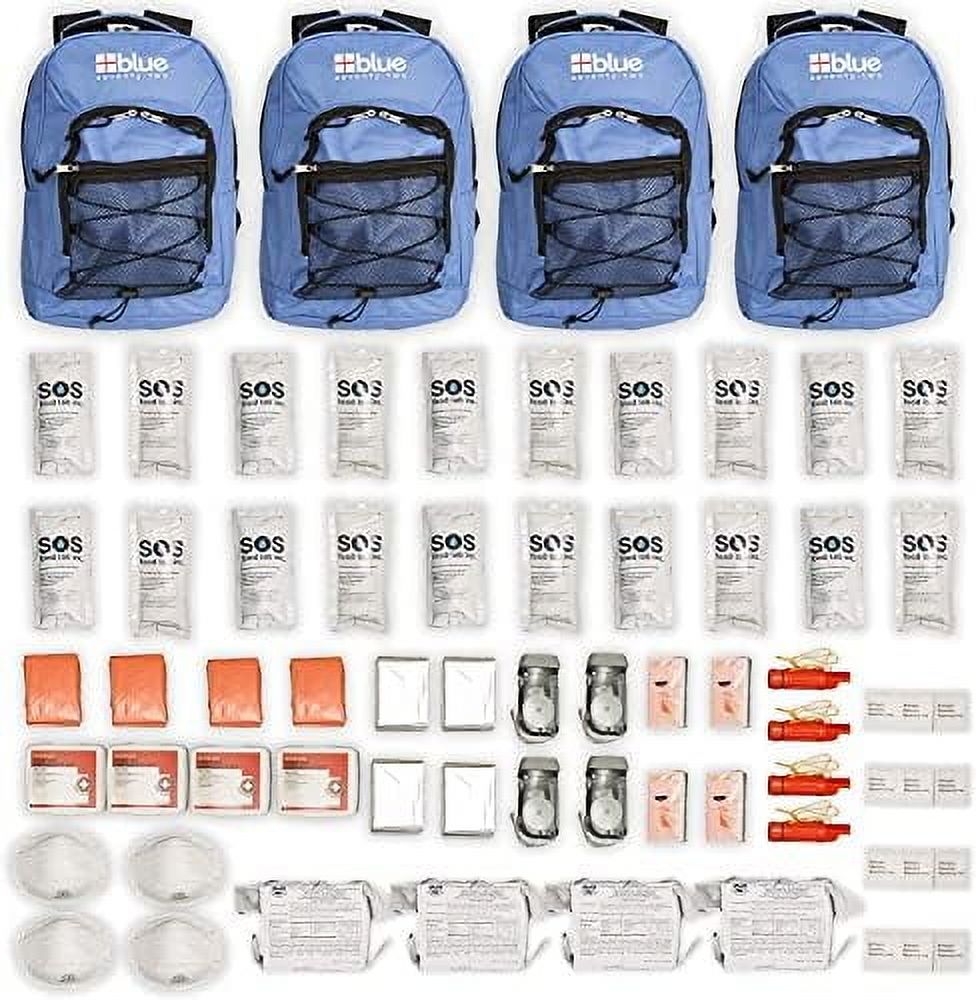 Family 4 Pack - Blue Seventy-Two Standard 72 Hour Emergency Backpack ...