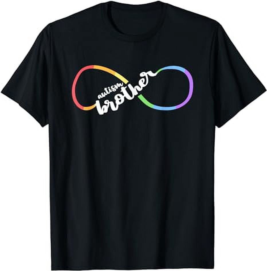 Family Autism Awareness Brother Rainbow Infinity Symbol T-Shirt ...