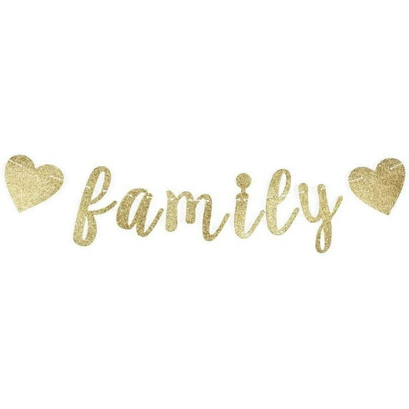 Family Banner, Gold Gliter Paper Sign for Family Party, New House ...