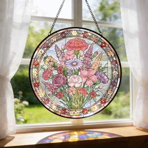 Family Birth Flower Suncatcher, Custom Birth Month Flower Window ...