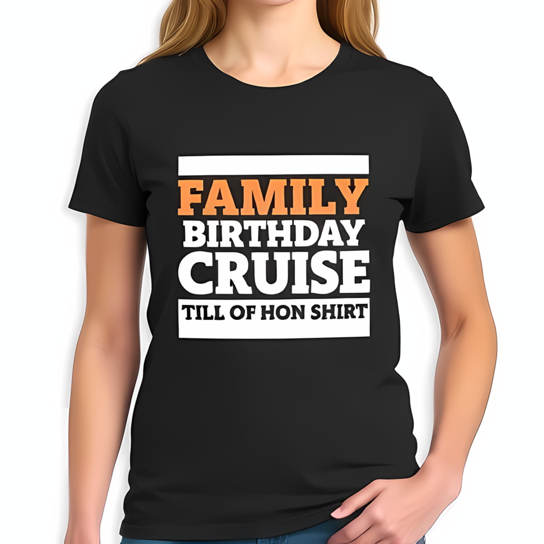 Family Birthday Cruise Cotton Short Sleeve T-Shirt - Bold Orange ...