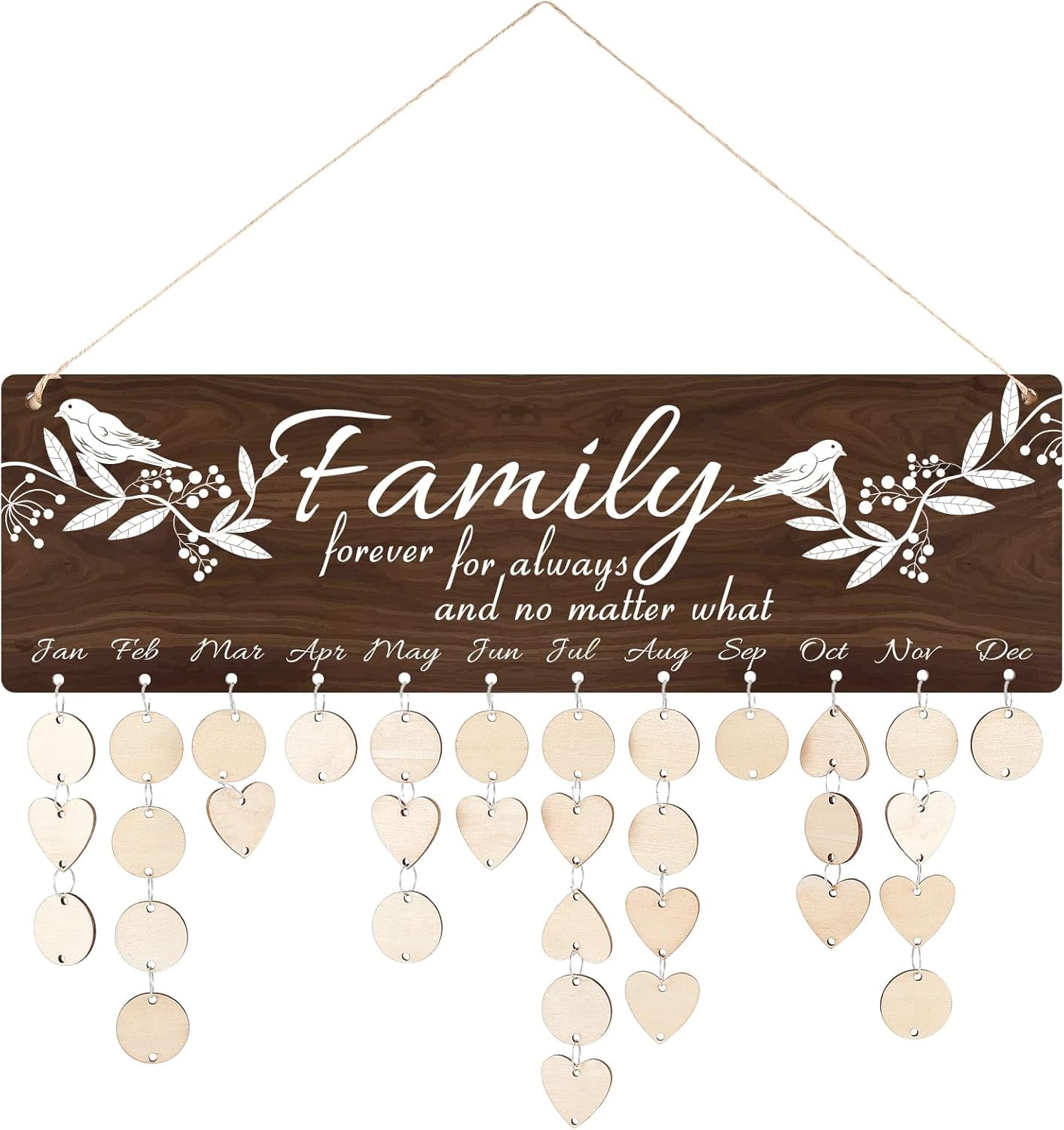Family Birthday Reminder Calendar Wooden Birthday Calendar Wall Hanging ...