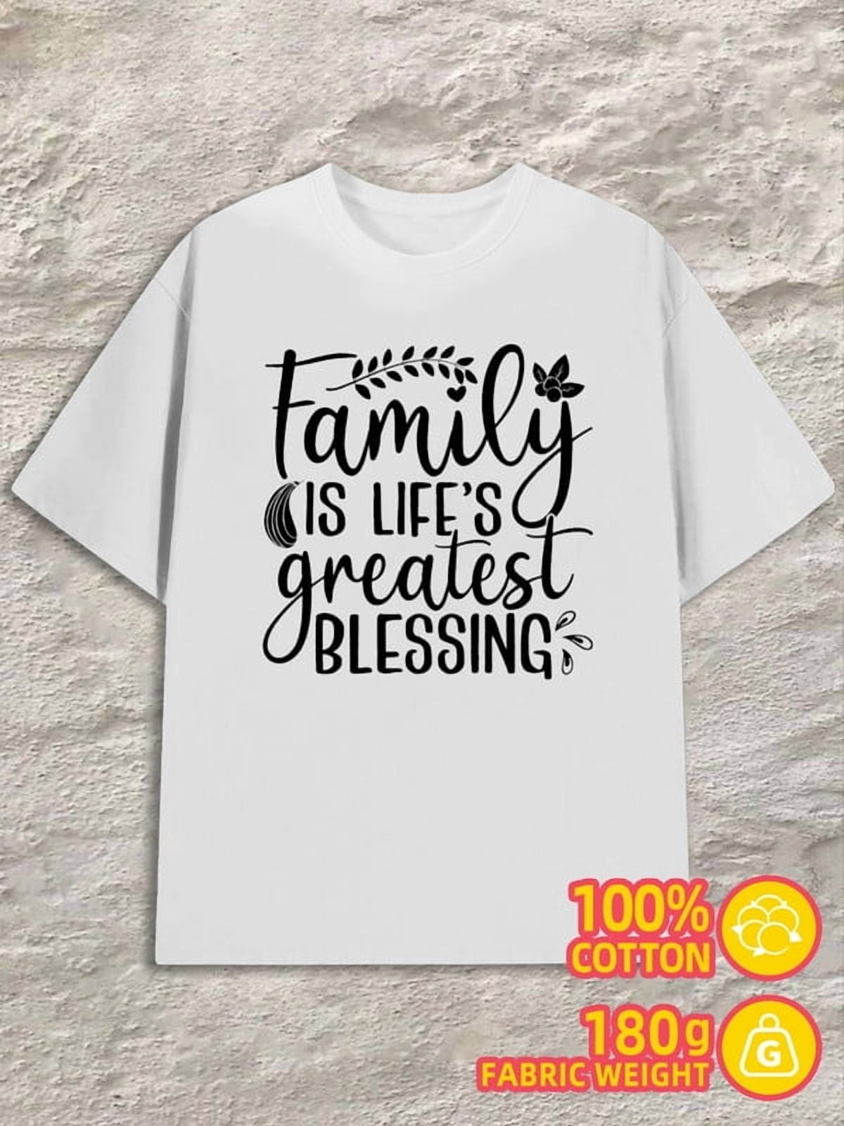 Family Blessing Tee men's 180G 100% Cotton white Casual Unisex Shirt ...