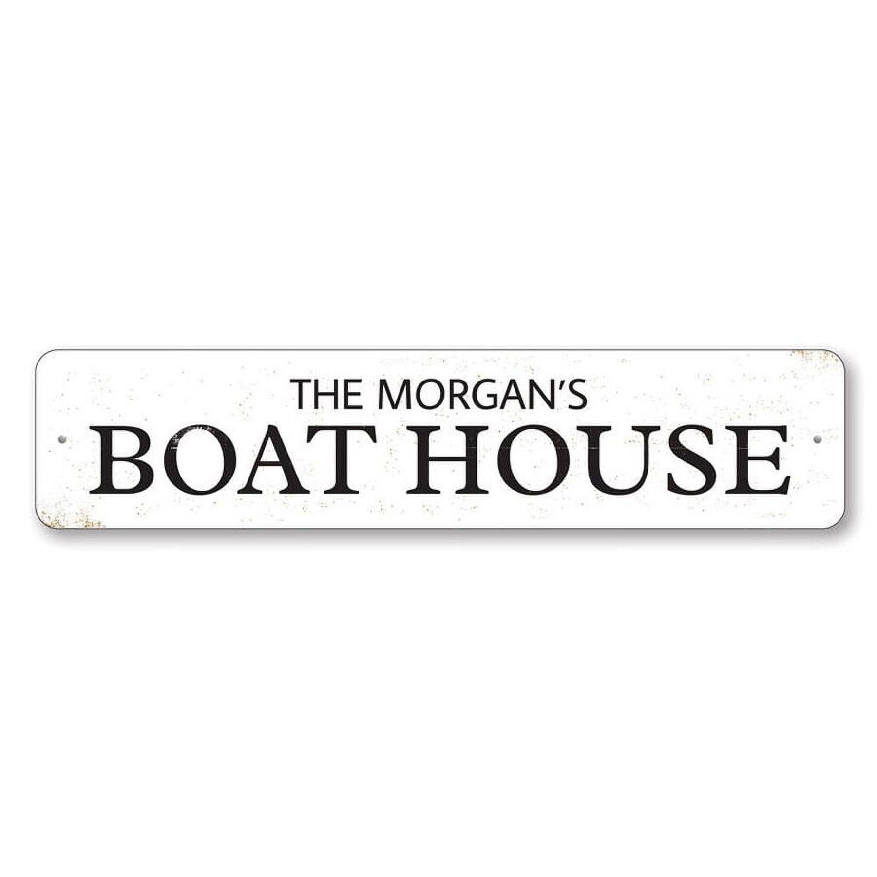 Family Boat House Sign Family Name Sign Metal Wall Decor Size: 4 x 16 ...