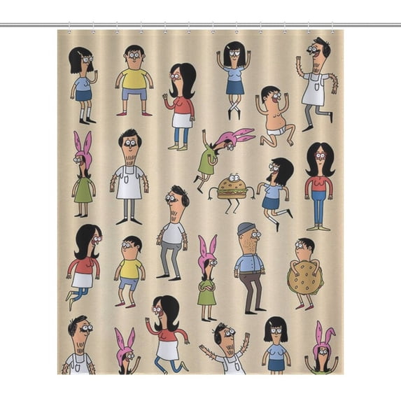 Family Bob's Burgers Cartoon Shower Curtain Decor Bath Curtain ...