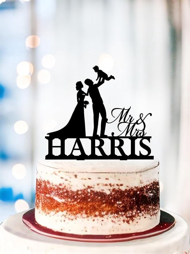 Family Cake Topper With Boy, Custom Couple Withs Child Wedding ...