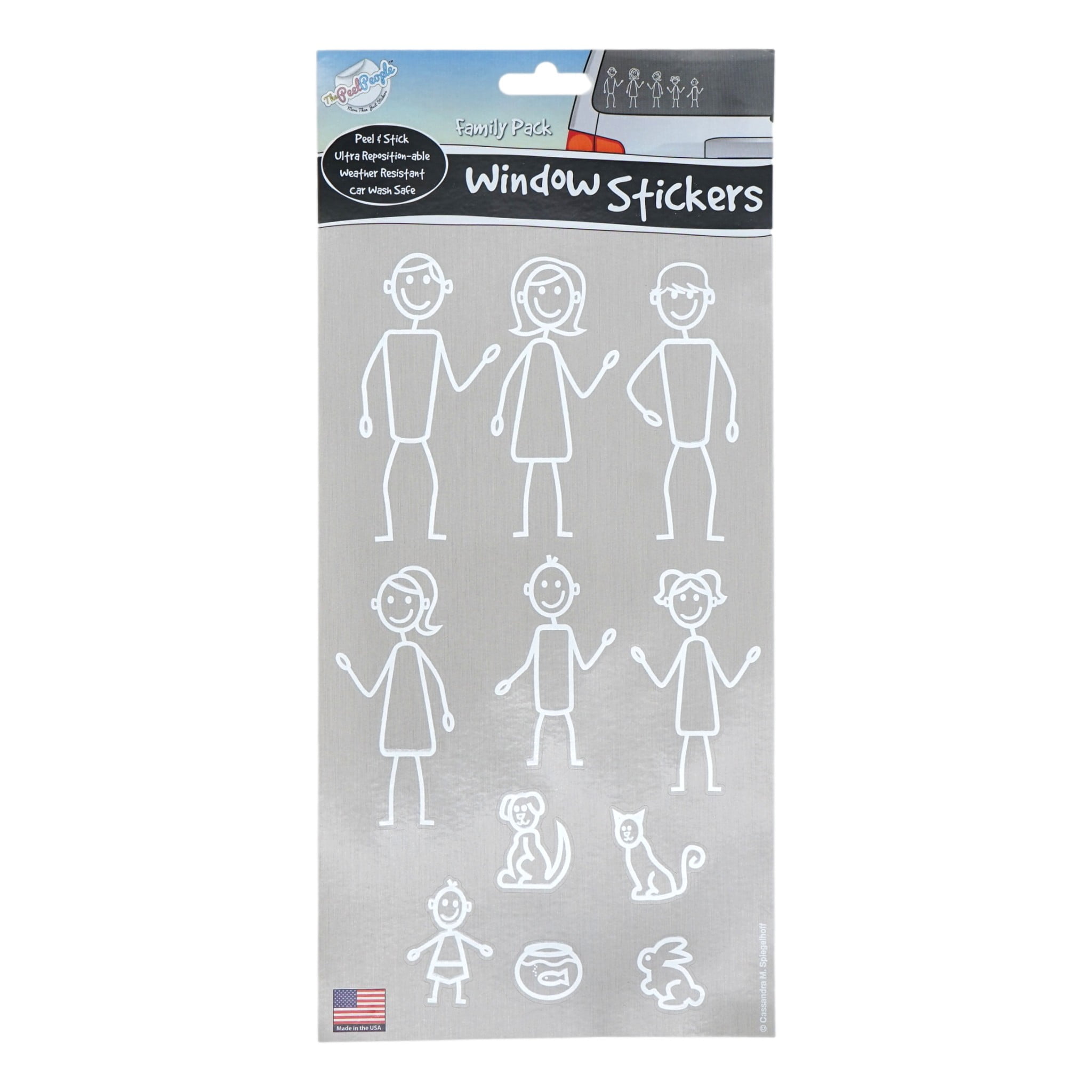 Family Car Decals (White) Car Window Decor Clings Father Mother Kids ...