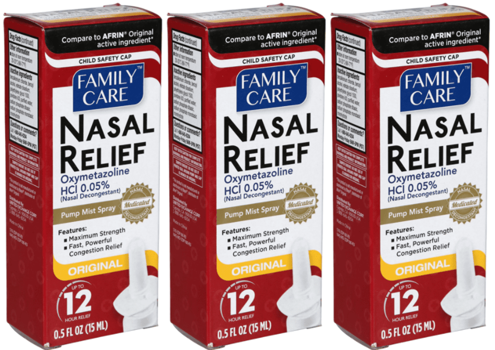 Family Care Nasal Relief Spray, 12 Hour Pump Mist, 0.5 fl. Oz., Severe ...