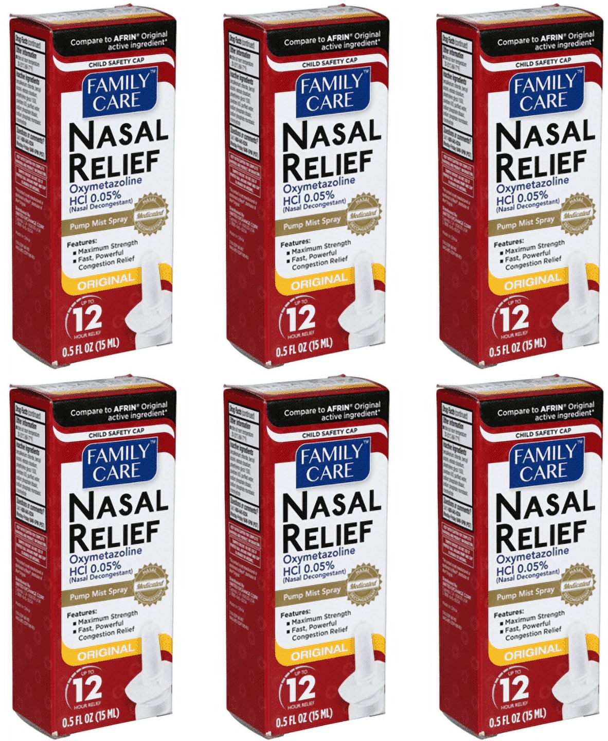 Family Care Nasal Relief Spray, 12 Hour, Severe Congestion, 0.5 fl oz ...
