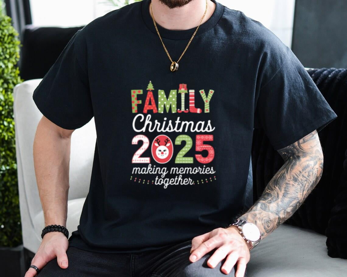 Family Christmas 2025 Holiday Memories Fun Unisex T-Shirt Retro Pajama ...