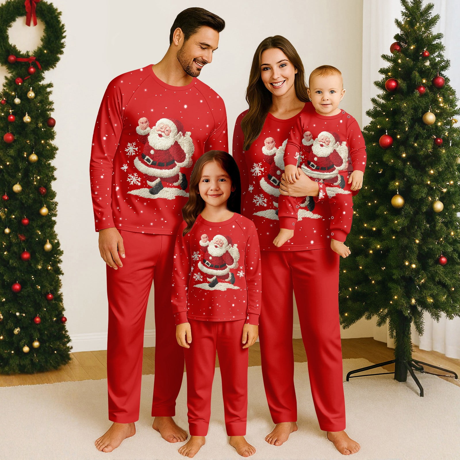 Family Christmas Pajamas, Christmas Elements Family Matching Print Sets ...