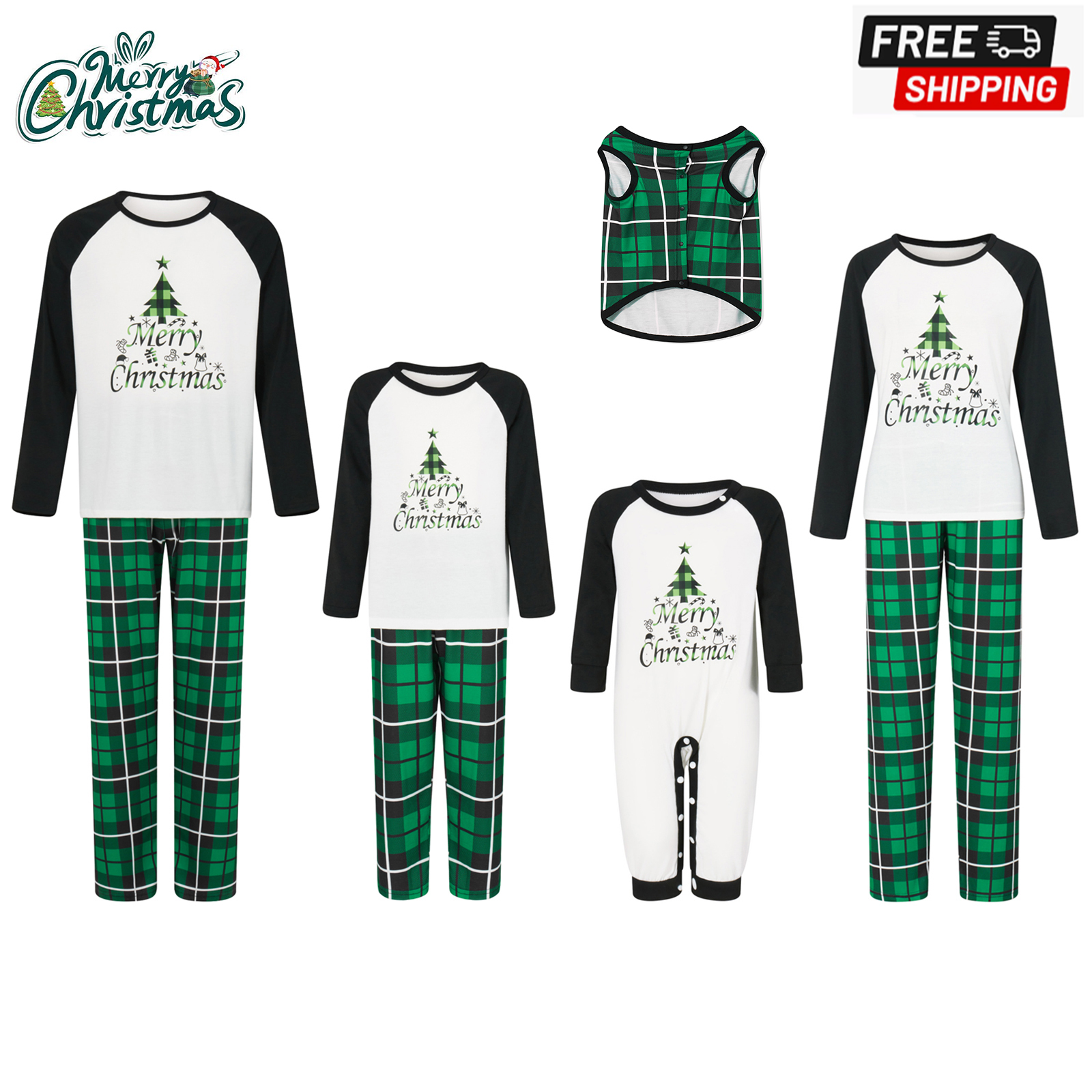 Family Christmas Pajamas Matching Sets Christmas Tree Letter Print ...