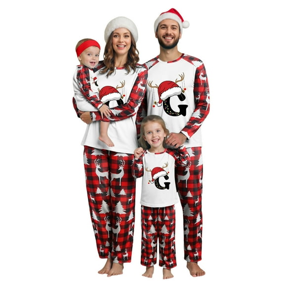 Family Christmas Pajamas Matching Sets Graphic Alphabet Letter Printed ...