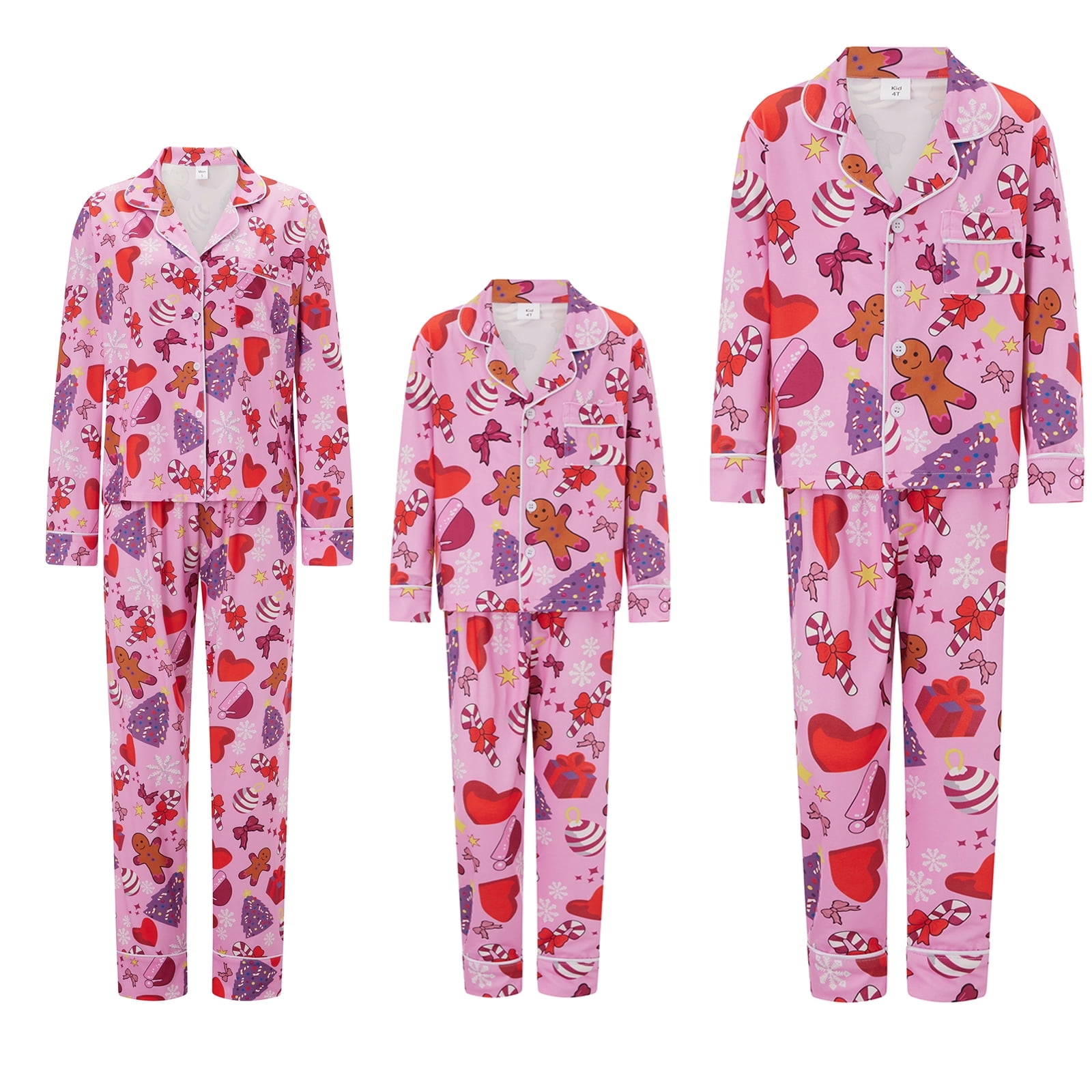Family Christmas Pajamas Matching Sets Holiday Gingerbread Man ...