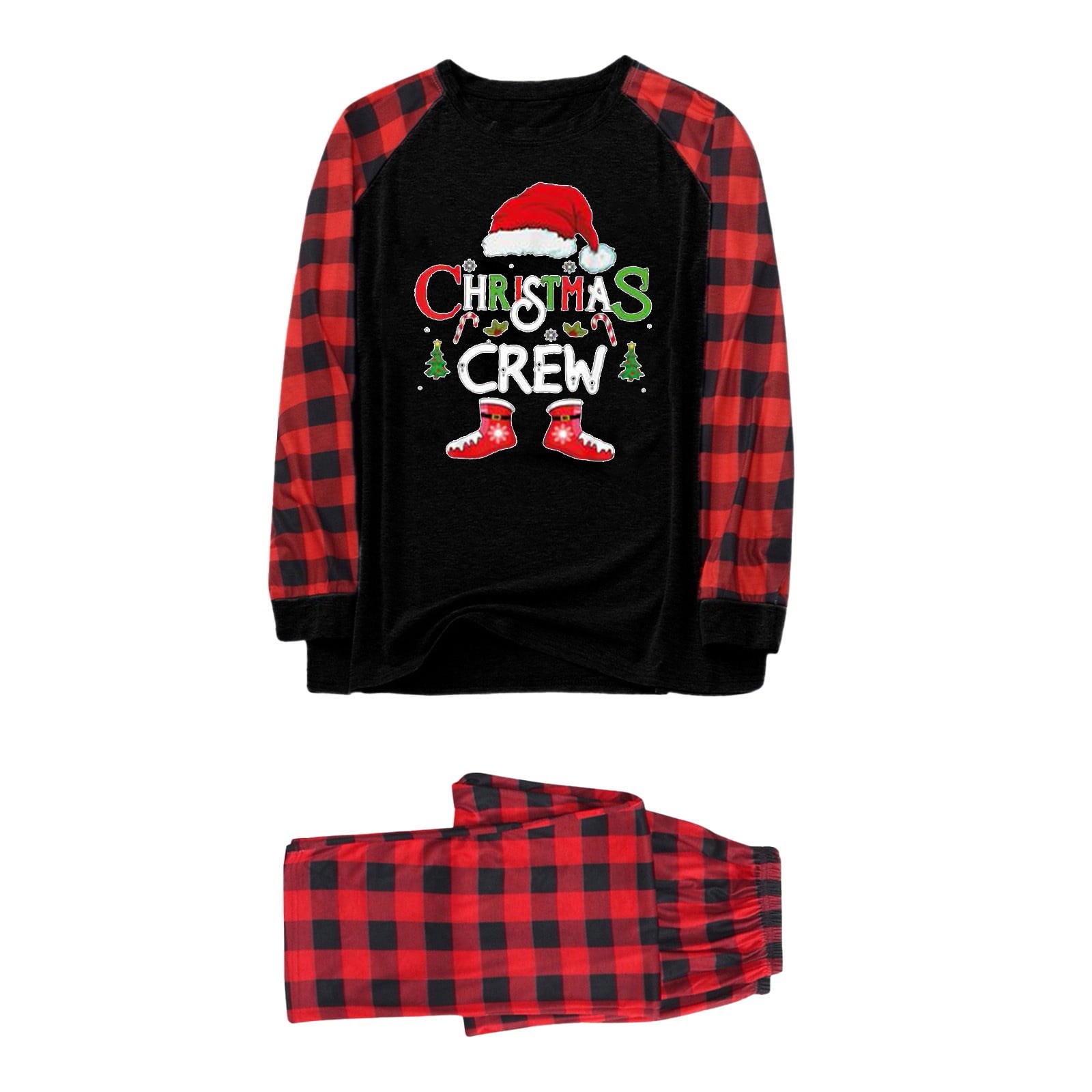 Family Christmas Pajamas Matching Sets Plaid Pants Long Sleeve Shirts ...