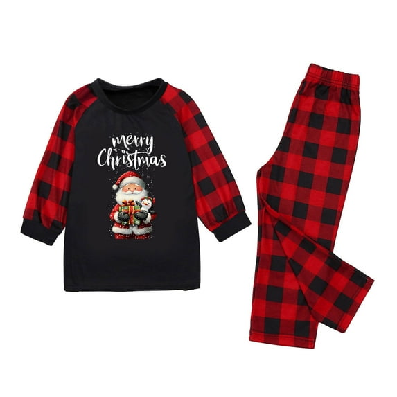 Family Christmas Pajamas Matching Sets Plaid Pants Long Sleeve Shirts ...