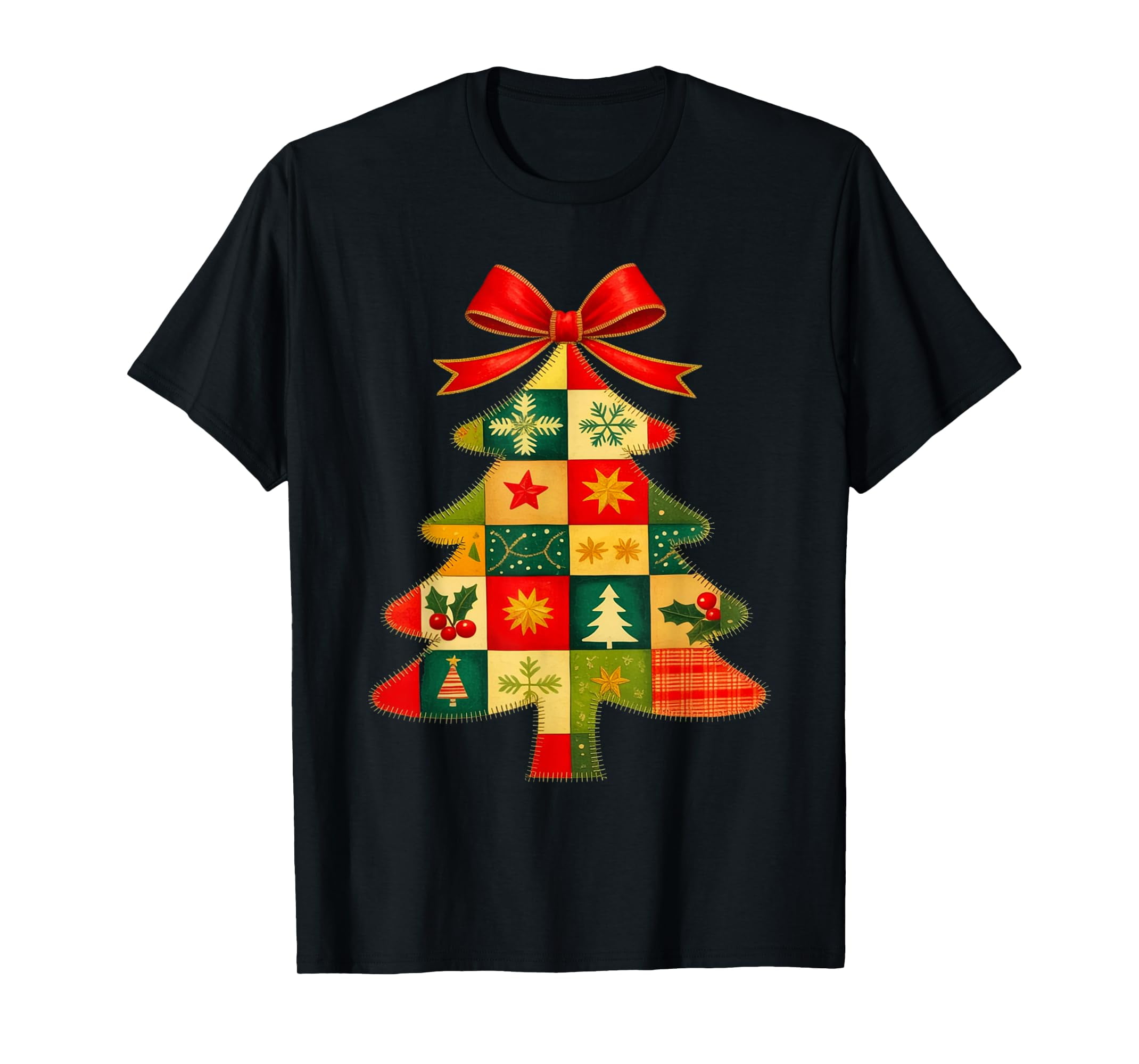 Family Christmas Patchwork Tree Holiday Xmas Vibes Men Women T-Shirt ...
