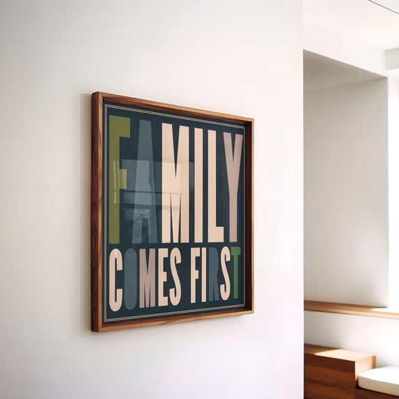 Family Comes First Square Wall Art Trendy Retro Gallery Living Room ...