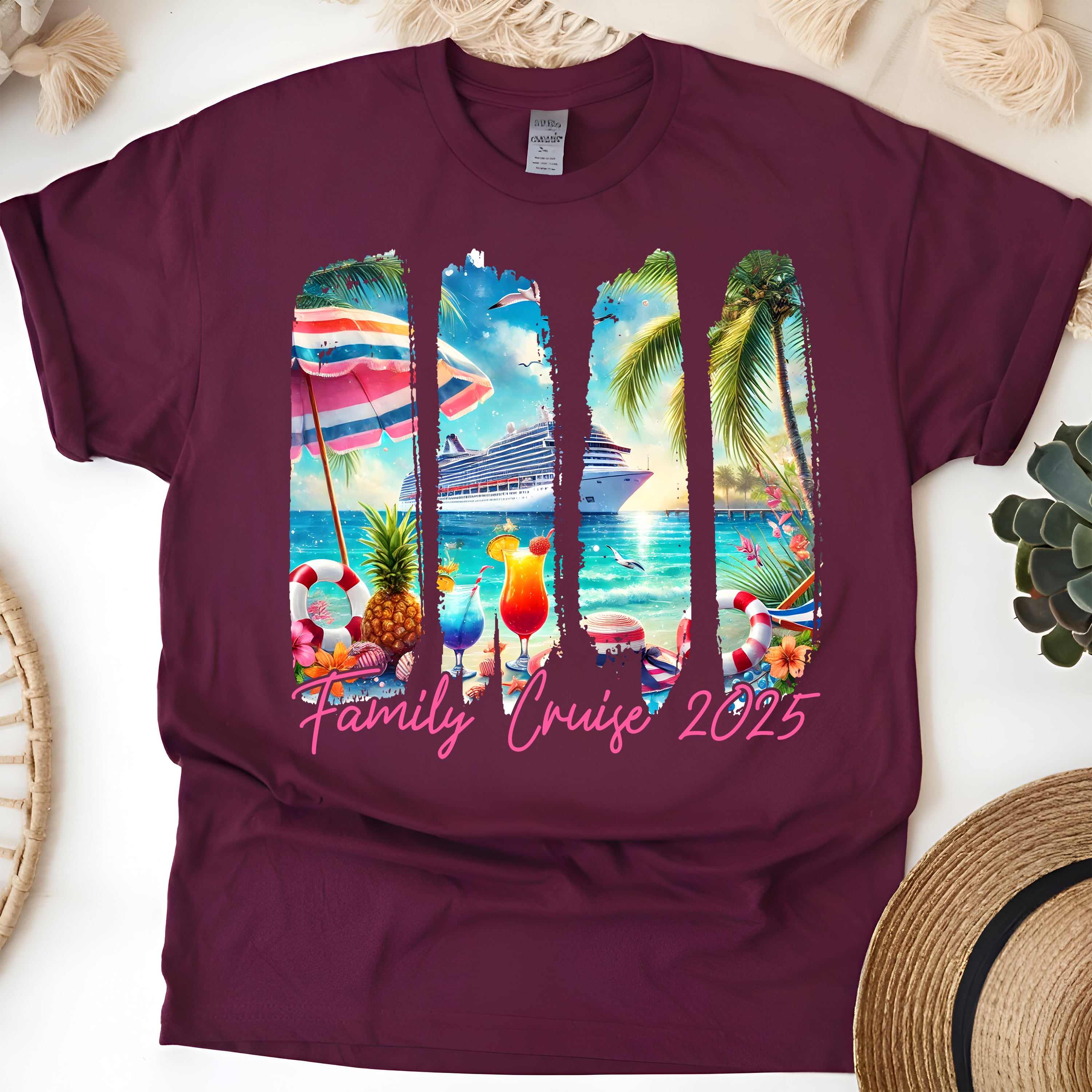 Family Cruise 2025 T-Shirt – Tropical Beach and Cruise Ship Matching ...